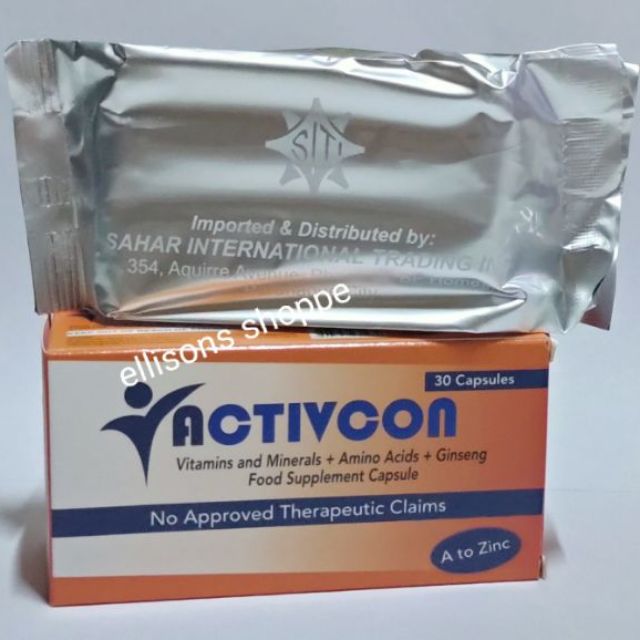 Activcon Vitamins & Minerals+Amino Acids+Ginseng 30 Capsules | Shopee ...
