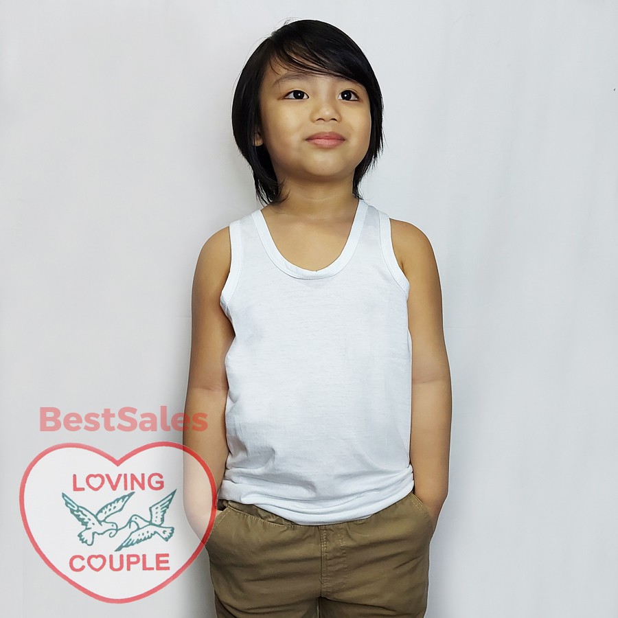 Plain White Pure Cotton Sando Tank for Kids | Shopee Philippines