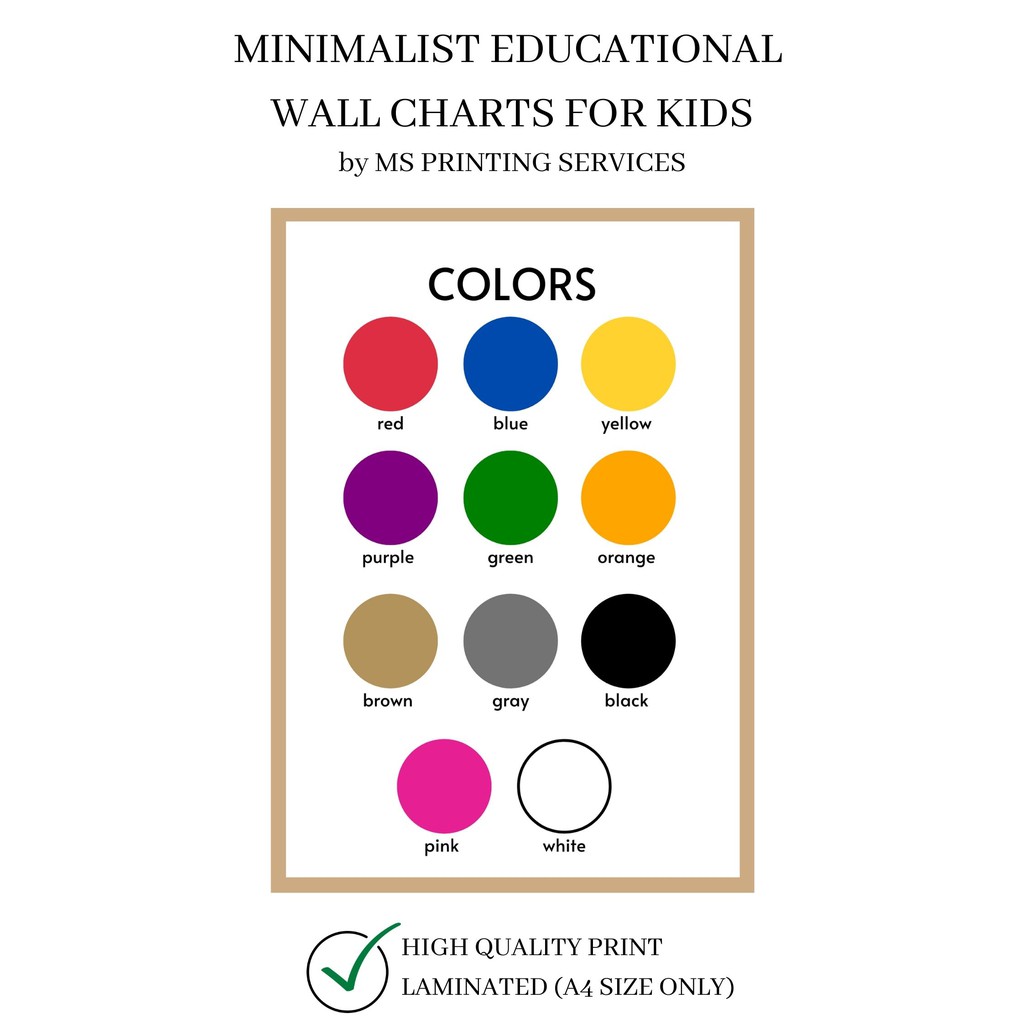 Laminated Minimalist Educational Wall Chart for Kids (Colors) | Shopee ...