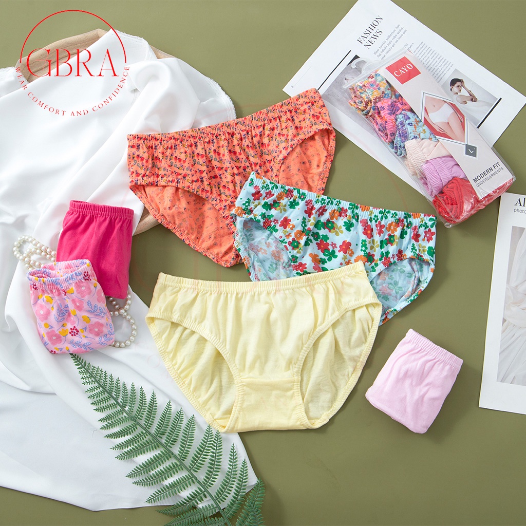 GBra 6PCS/Pack Cotton Assorted Print Inside Garter Ladies Panty ...