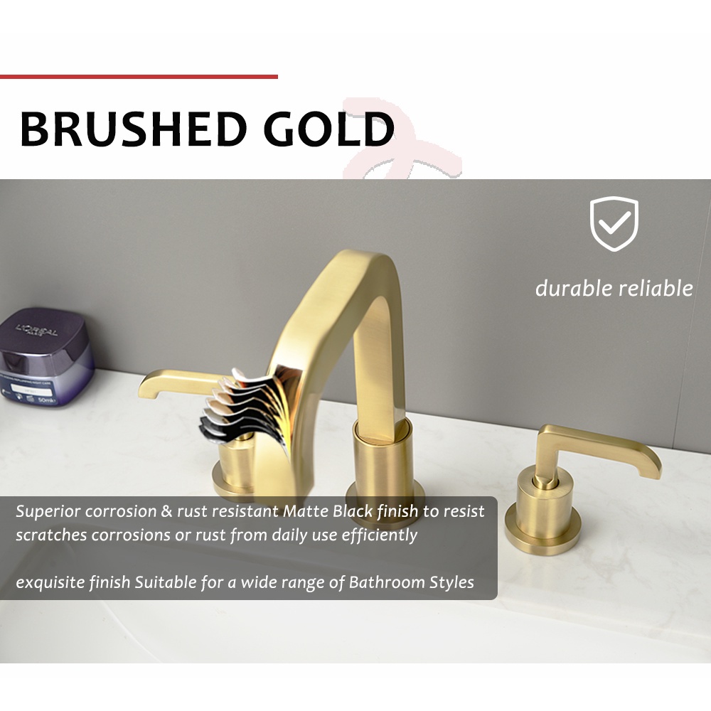 Three hole Mixer Hot Cold Water Taps Bagnolux Brushed Gold Brass Deck ... Three hole Mixer Hot Cold Water Taps Bagnolux Brushed Gold Brass Deck ...