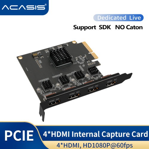 ACASIS 4 Channel Video Card HDMI PCIE Capture Card 1080P 60Fps Obs Wire ...
