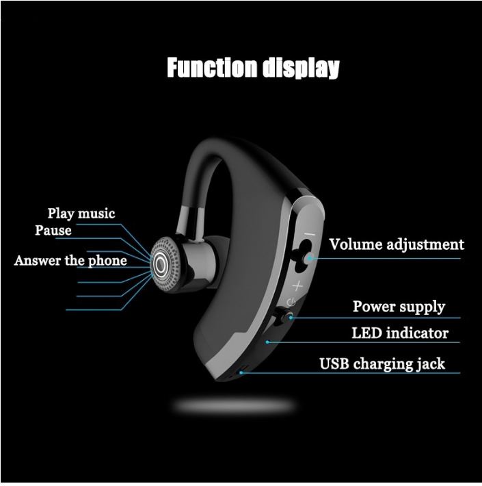 NEW V9 Bluetooth Handsfree Call Wireless Business Headset Sports ...