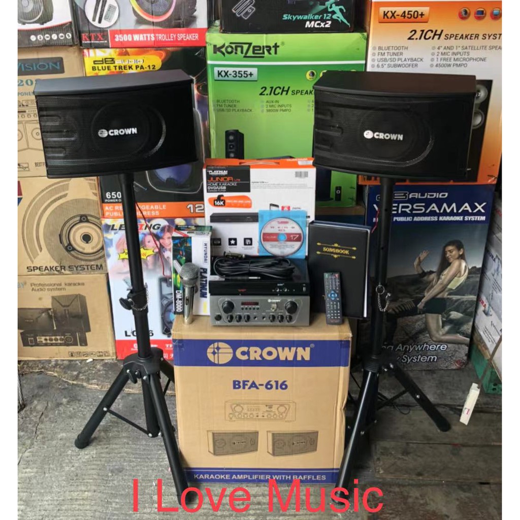 Crown BFA-616 karaoke amplifier + KS-5 karaoke player (speaker stand ...