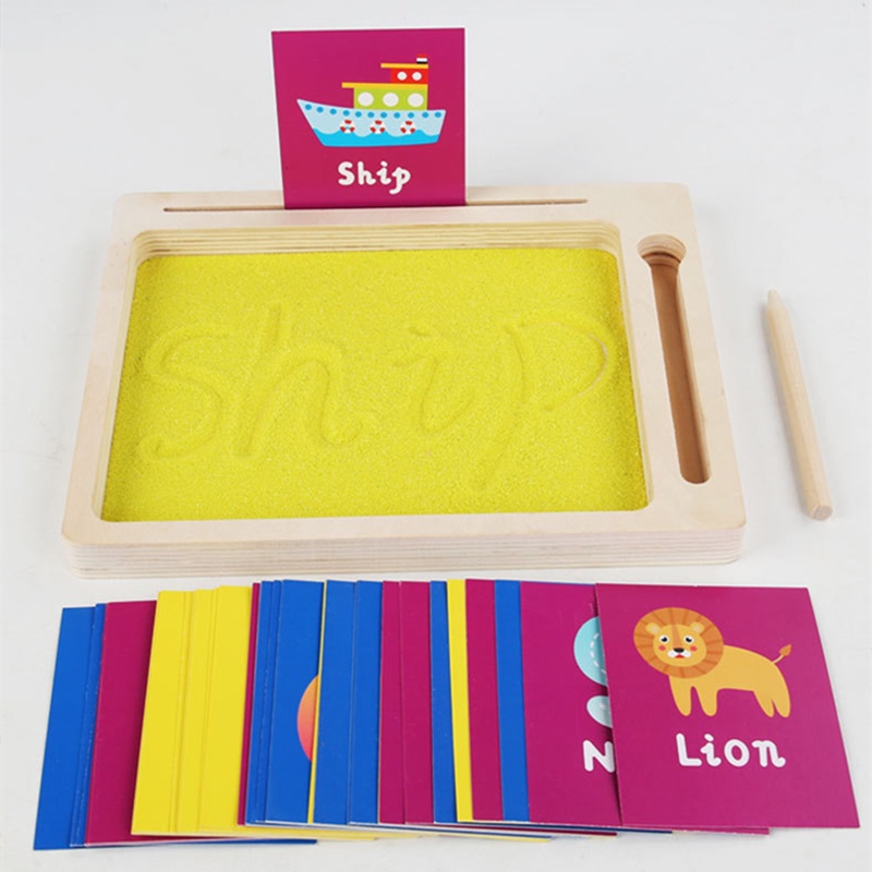 Treeyear Sand Tracing Tray - Wooden Montessori Sand Tray with Lid for ...