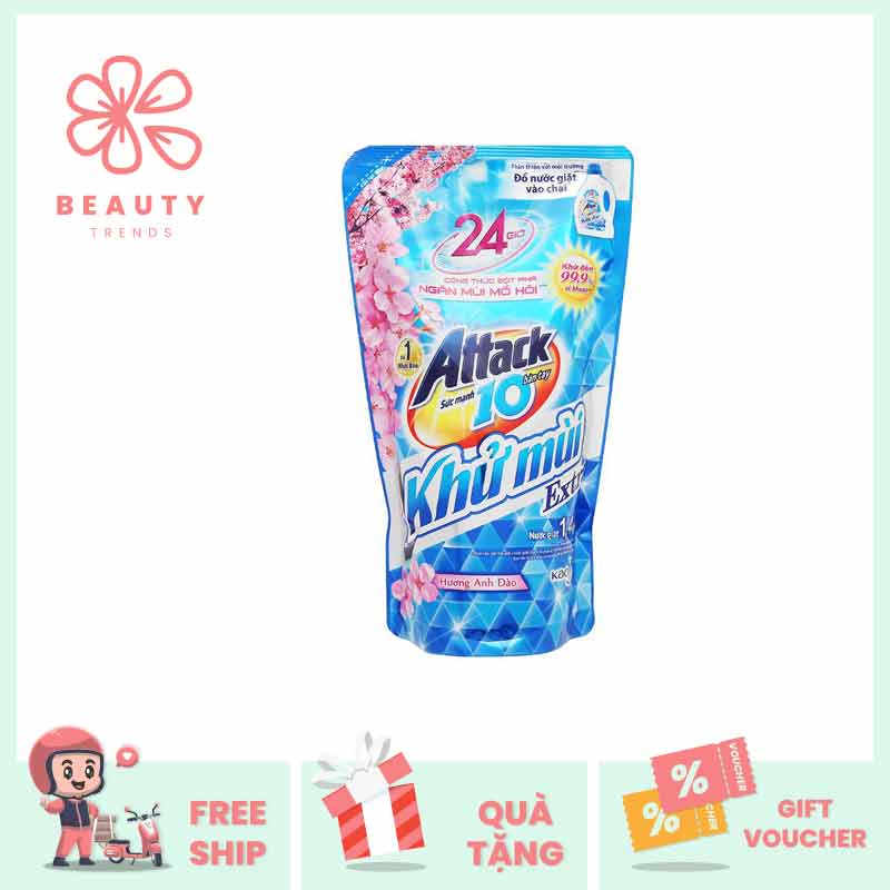 Attack Extra Laundry Detergent Deodorizes Cherry Blossom Bags 1.4 ...