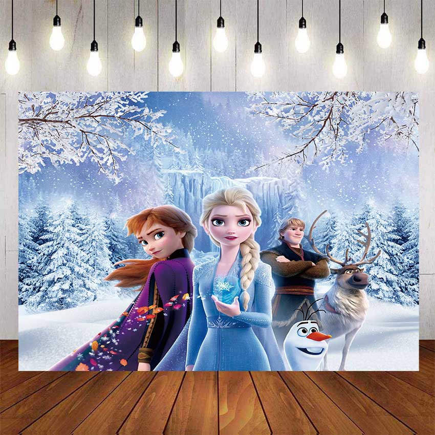 Frozen Elsa and Anna Princess Birthday Backdrop For Photography Baby ...