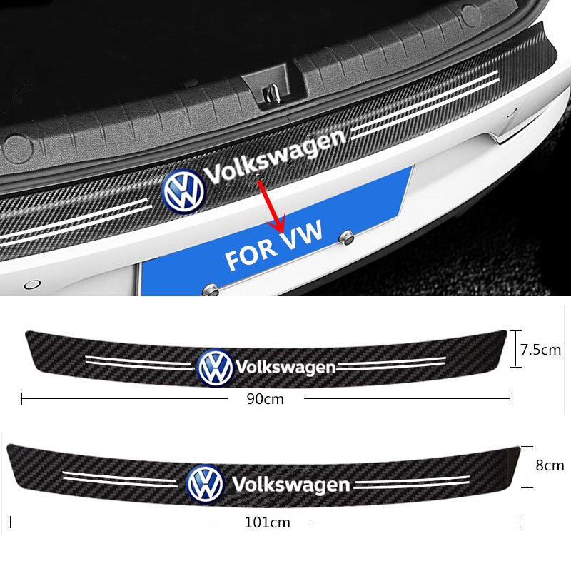Volkswagen Car Bumper Trunk Carbon Fiber Protective Sticker For VW Polo ...