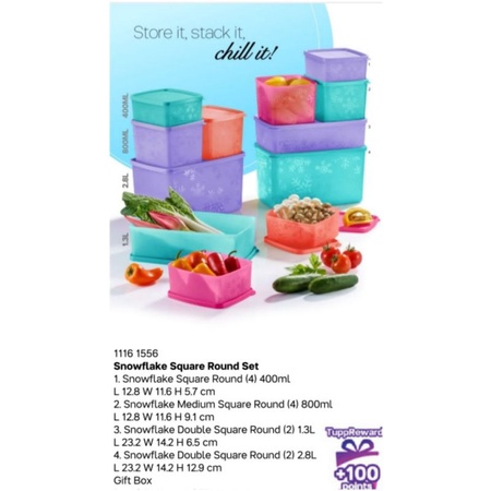 Tupperware Snowflake Square Round Set(12pcs) | Shopee Philippines