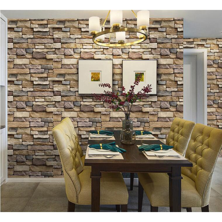 Wallpaper PVC Self Adhesive 10metersX45cm Waterproof Sticker 3D Khaki ...