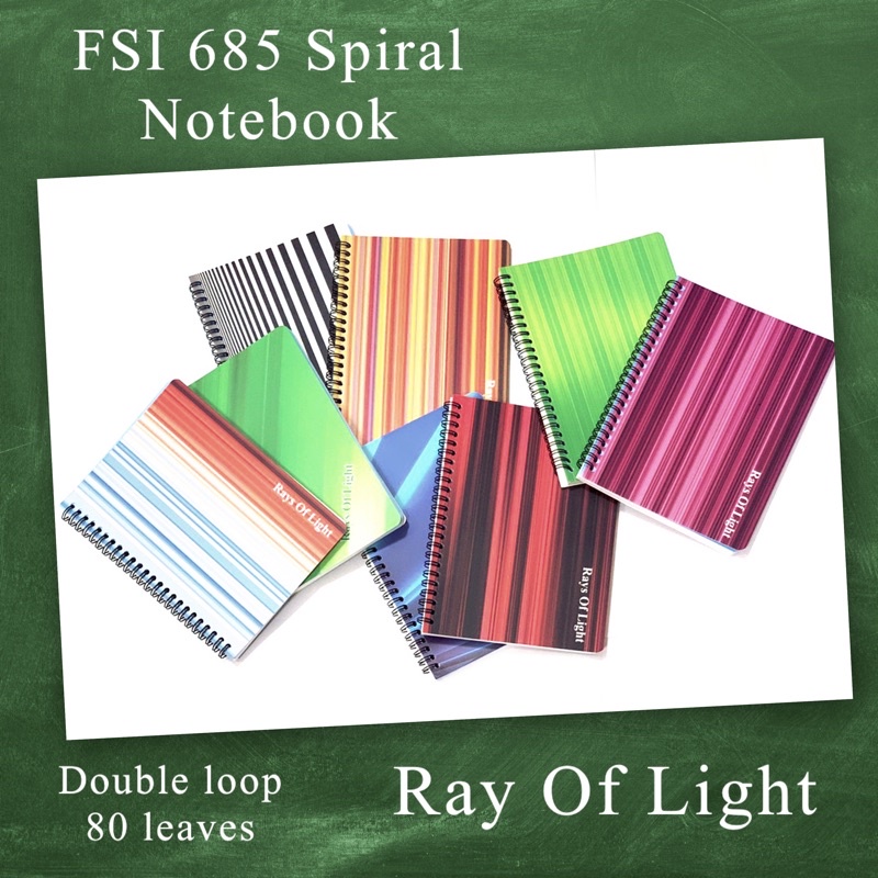 FSI: 685 spiral notebook double loop wire RAY OF LIGHT 60 gsm 80 leaves ...