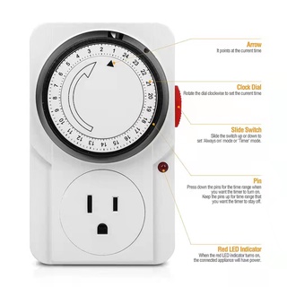 HOB 24 Hours Mechanical Electrical Plug Program Timer Power Switch ...