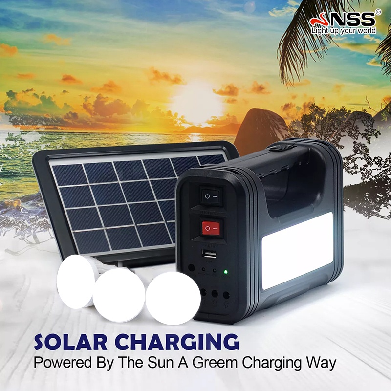 NSS Solar Lighting System 8017 Portable 3 Free Bulbs Outdoor Light 3.5W ...