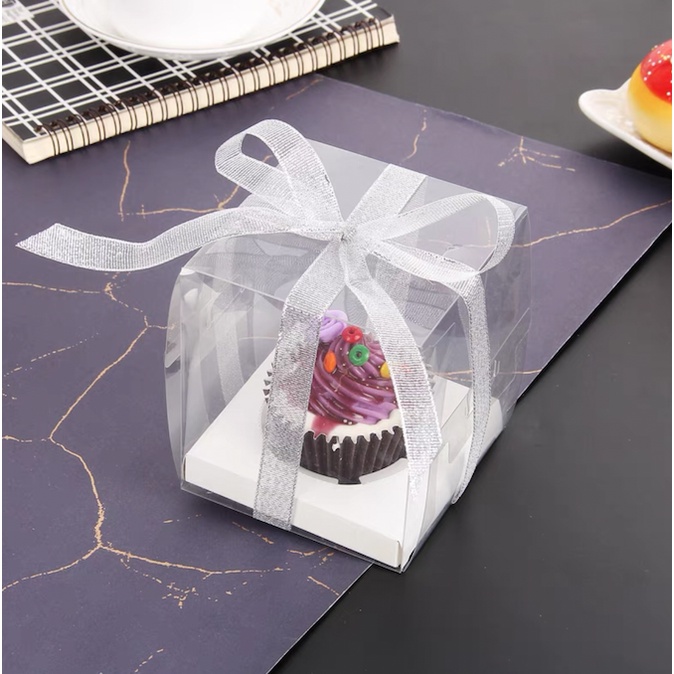 10 PCS SOLO/SINGLE/1-HOLE CUPCAKE ACETATE BOX With Cupcake Holder For ...