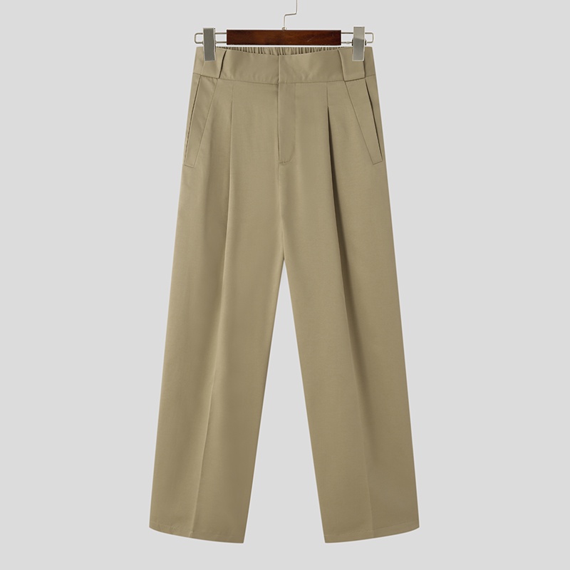 INCERUN Men's High Waist Solid Color Drape Straight Business Casual ...