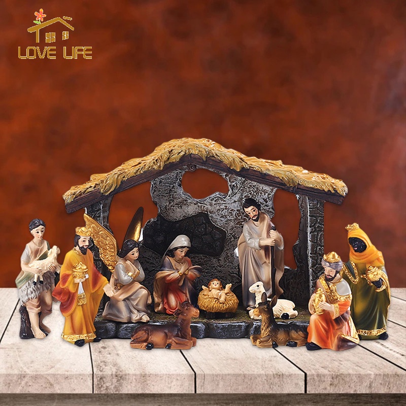 [Whfashion] Nativity Figurine Birth of Statue Set Religious Christian ...