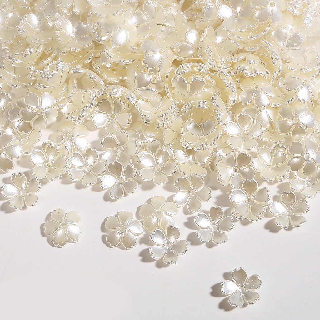 10pcs/lot Acrylic Spacer Beads Pearl White Flower End Bead Caps For ...