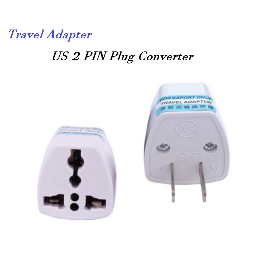 Universal Travel Adapter Power Charger Outlet US 2 PIN Converter ...