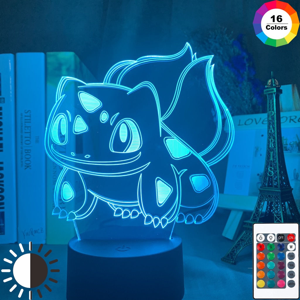 LED 3D Night Light Pokemon Bulbasaur Figure Atmosphere for Kids Bedroom ...