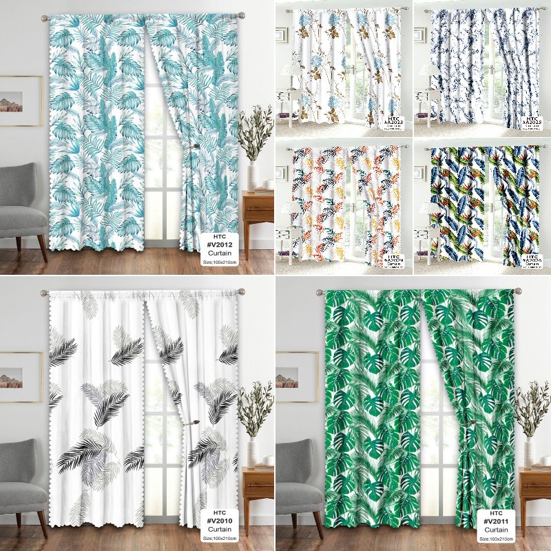5D Kurtina Sale Fresh Green White Curtain Sale for Window Door Cotton ...