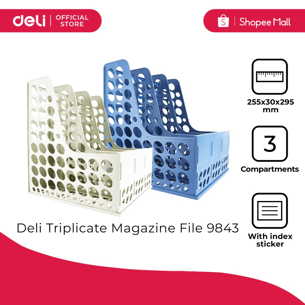 Deli 9843 File Organizer- Triplicate Magazine File (1PC) [75219843GY ...