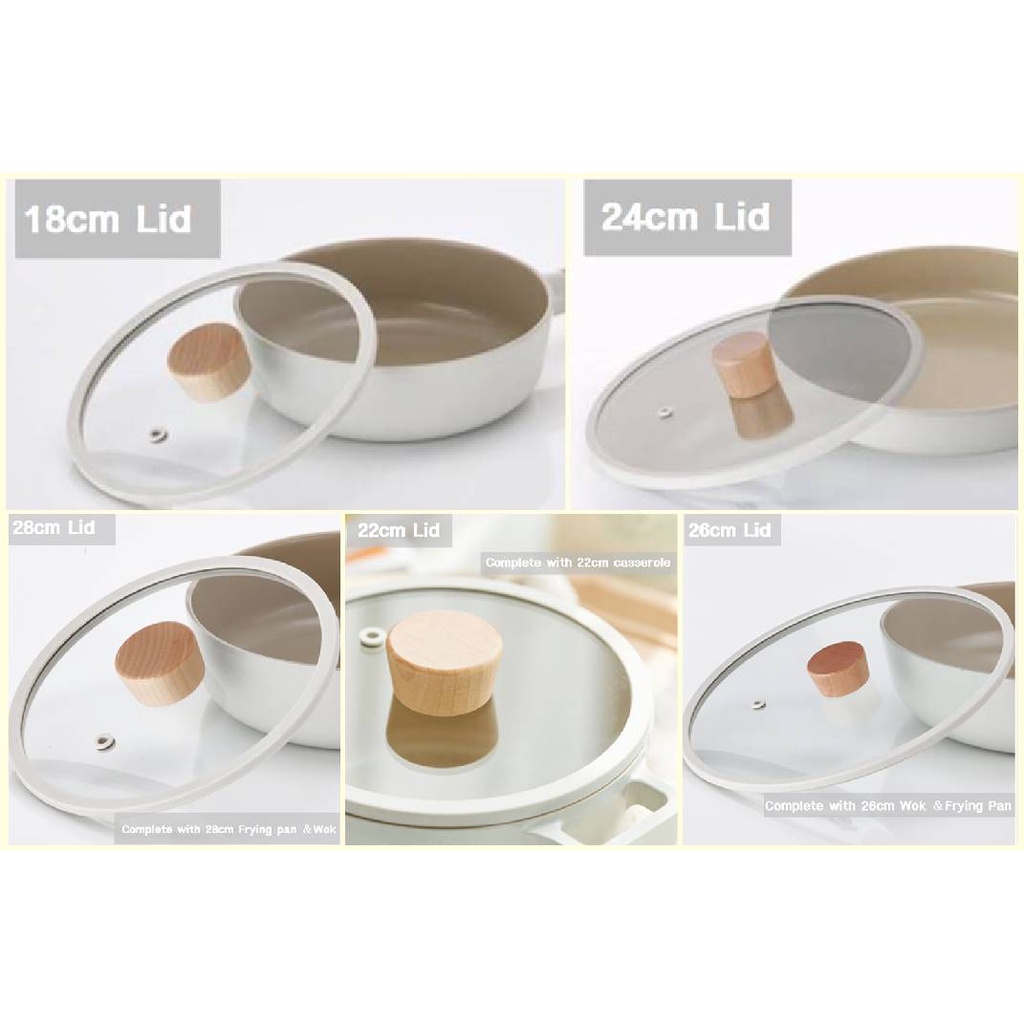 NEOFLAM FIKA ORIGINAL GLASS LID 18cm/ 22cm/ 24cm/ 26cm/ 28cm / LID ONLY ...