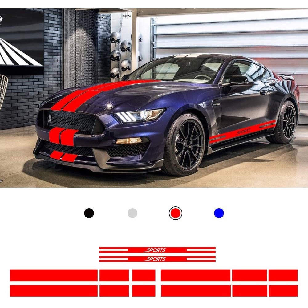 Vinyl Sports Racing Decal Side Stripes Stickers Badge for Ford Mustang ...