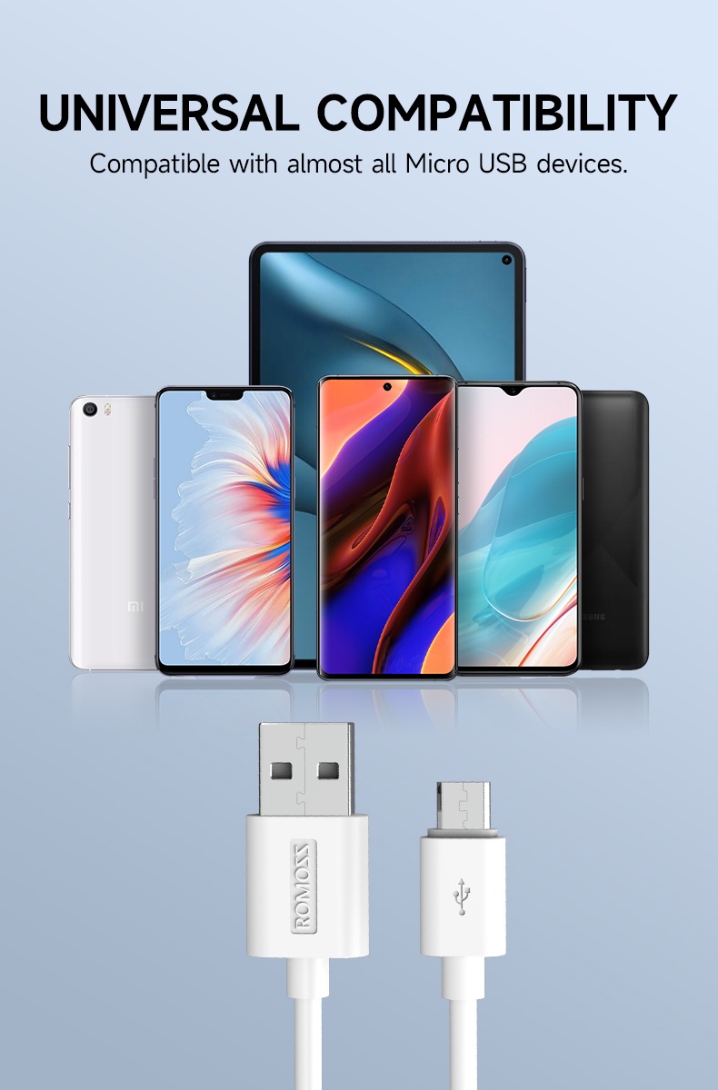 MORUI Romoss CB05A 1M Micro USB Cable 3A Fast Charge Cable Upgraded Version 480Mbps Mobile Cable ...