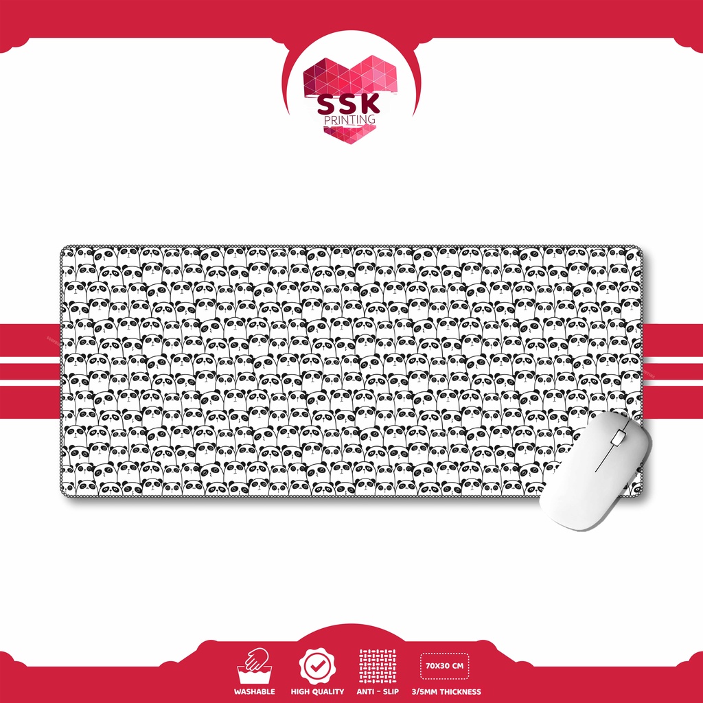 Panda Pattern Extended Mousepad | More Designs | Long Mousepad | Gaming ...