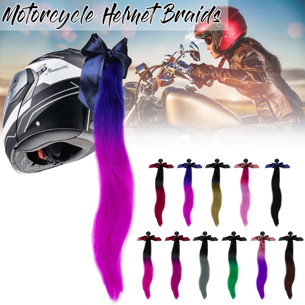 24" Motorcycle Bike Gradient Ramp Helmet Removable Braid Pigtail ...