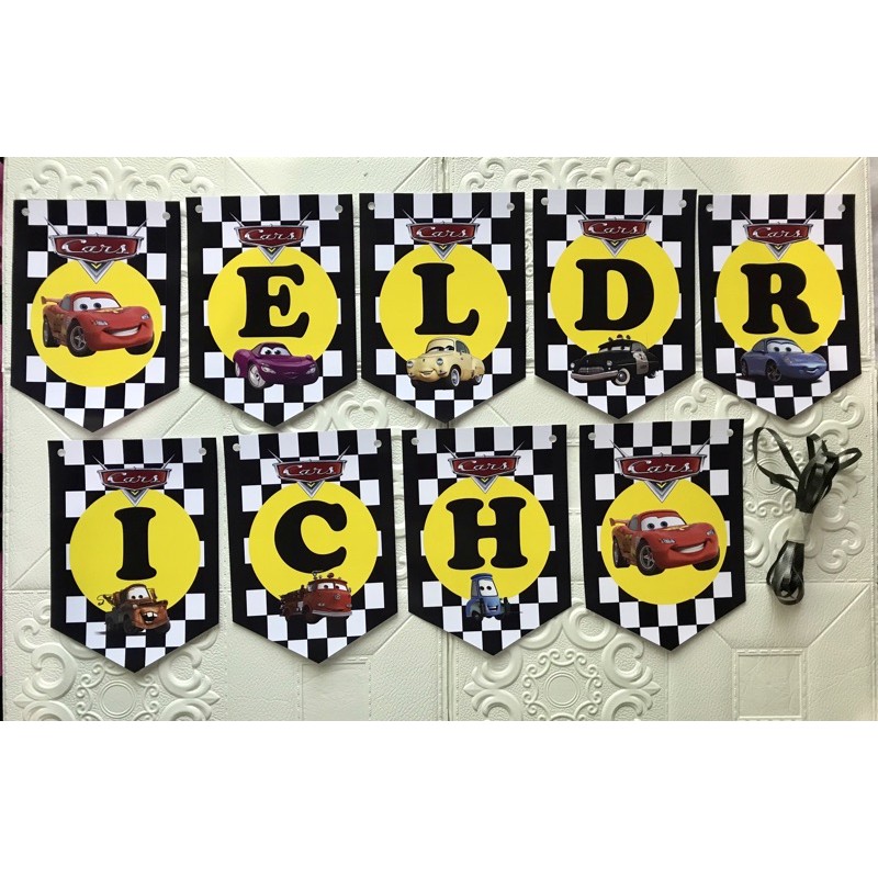 DISNEY CARS name birthday buntings banner flaglets (SOLD PER FLAG/PIECE ...