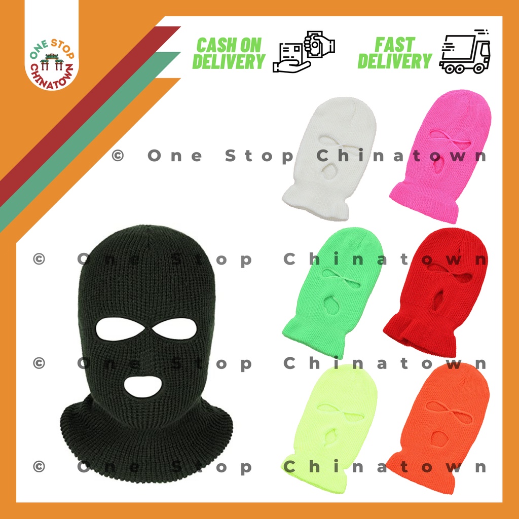 3 Hole Fashionable Stretchable Colored Full Face Black Balaclava Robber ...