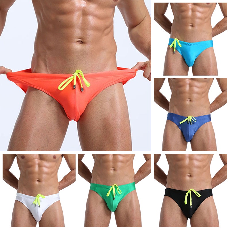 Sexy Swimming Trunks Men's Quick Drying Elastic Triangle Beach Swimsuits Bikini | Shopee Philippines