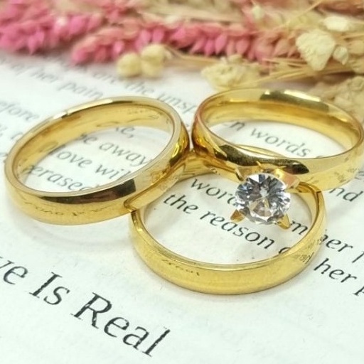 RK Jewelry WR01 Free Name Engrave Wedding Ring 18K Gold Plated Couple ...