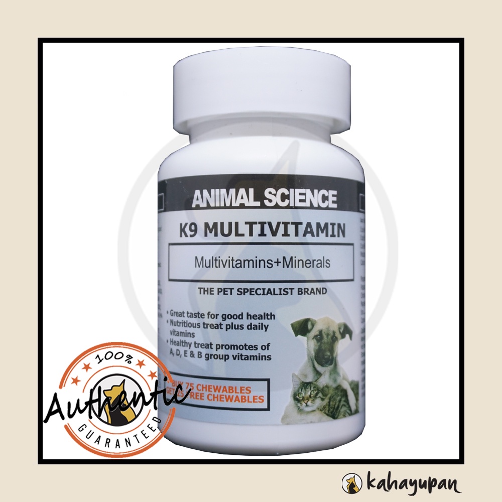 Animal Science K9 Multivitamins+Minerals (75+25 Chewables) | Shopee ...