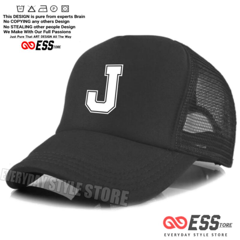 Mesh Trucker Letter J Hat - Letter J Initial Alphabet Hat | Shopee ...