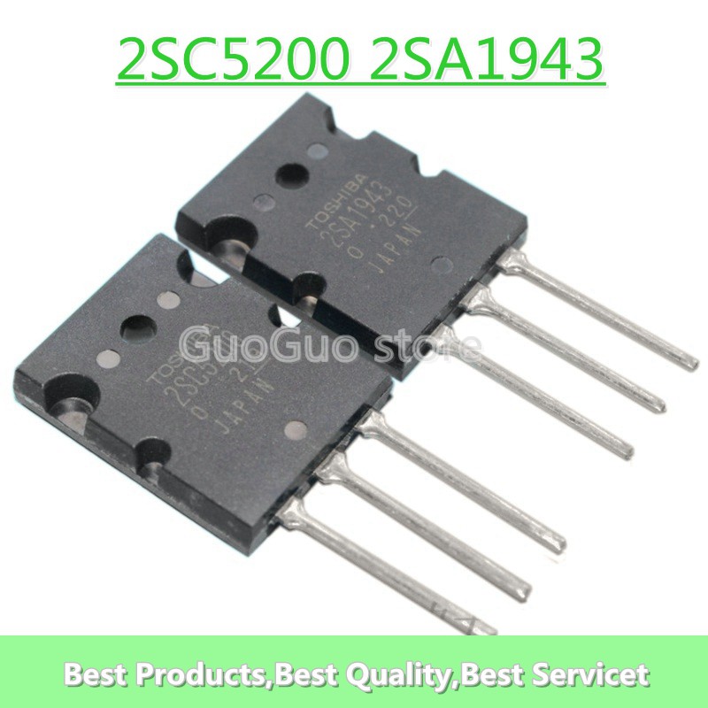 5pairs = (5pcs 2SA1943 + 5pcs 2SC5200 ) TO-3PL A1943 C5200 PNP NPN 15A 230V 150W Power Amplifier ...