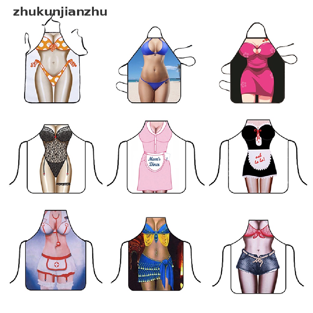 [zhukunjianzhu] 1pc Kitchen Sexy Apron Woman Funny Cooking Baking Party Cleaning Cute Aprons
