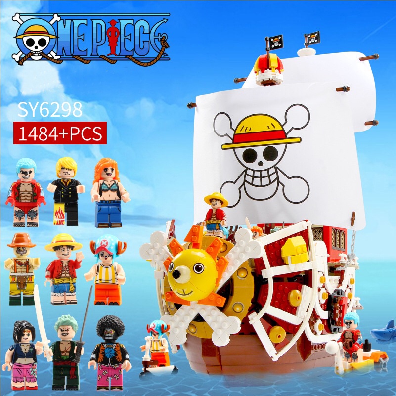 1484pcs Anime One Piece Pirates Ship Thousand Sunny Boat Models Zoro ...
