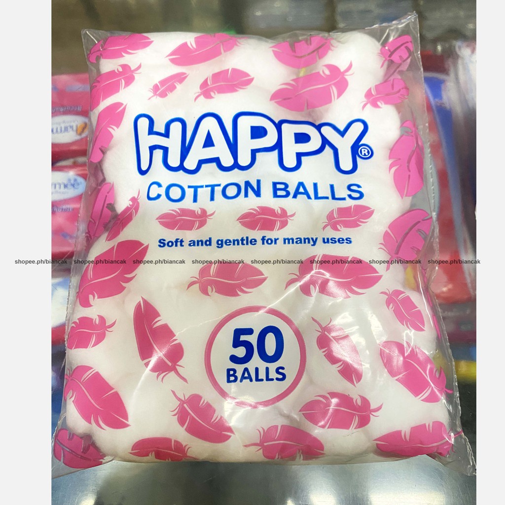 Happy Cotton Balls Bulak 50 balls per pack (BEAUTY SUPPLIES) ^ | Shopee ...