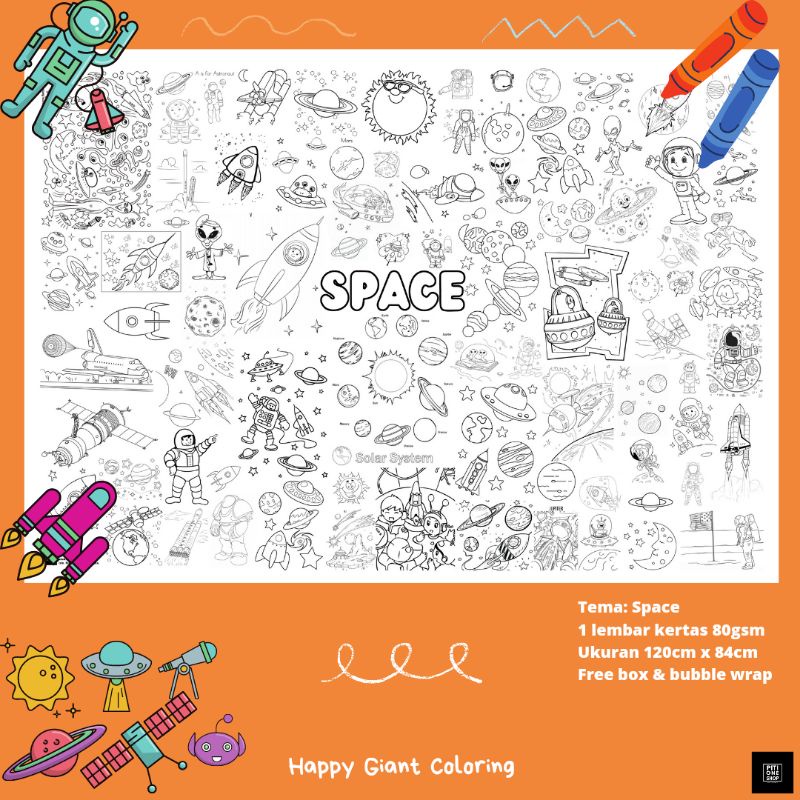 Happy Giant Coloring Theme SPACE SPACE Sheet Coloring Jumbo Giant Page ...