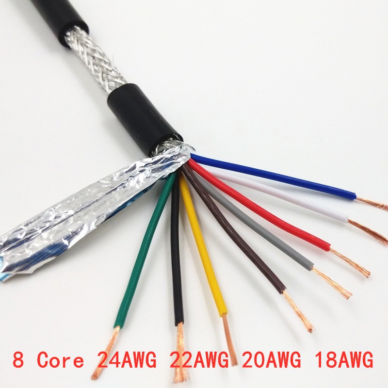 20AWG 18AWG 2/3/4/5/6/7/8 core Shielded cable 5meters pure copper RVVP shielded wire control ...