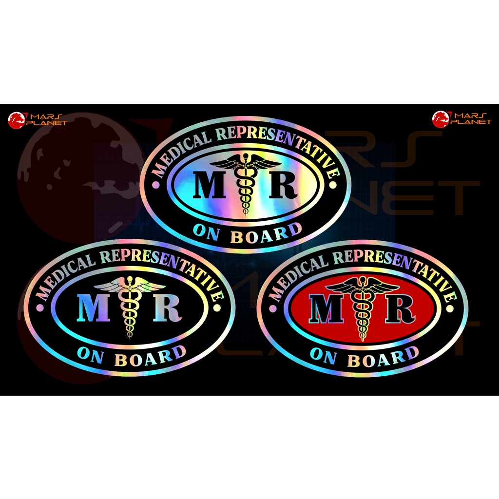 MEDICAL REPRESENTATIVE ON BOARD MR - MOTORCYCLE CAR STICKER EMBLEM ...