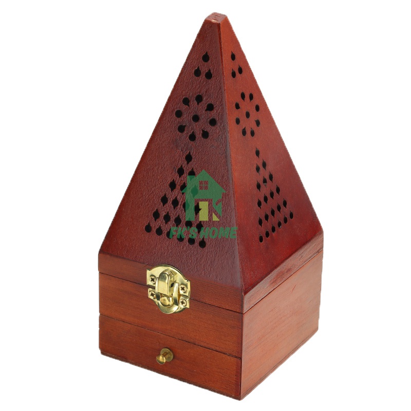 PYRAMID WOODEN MABKHARA Incense Burner Bukhoor Bakhoor Burner Pine Wood ...