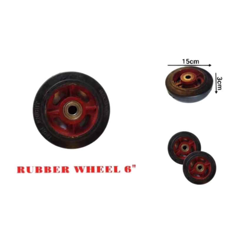 ☎ HEAVY DUTY RUBBER WHEEL 6" for HAND TRUCK/PUSH CART (KARTILYA) 1 ...