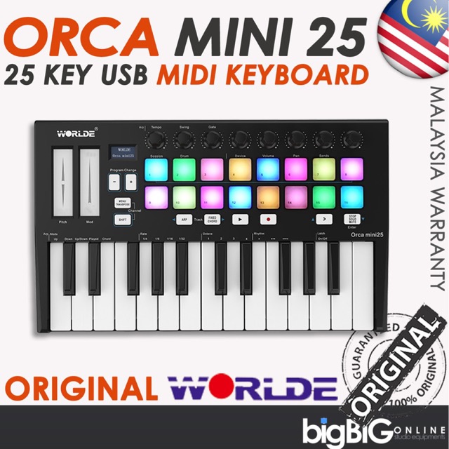Worlde ORCA MINI 25 Portable 25 Key USB MIDI Controller Keyboard With ...