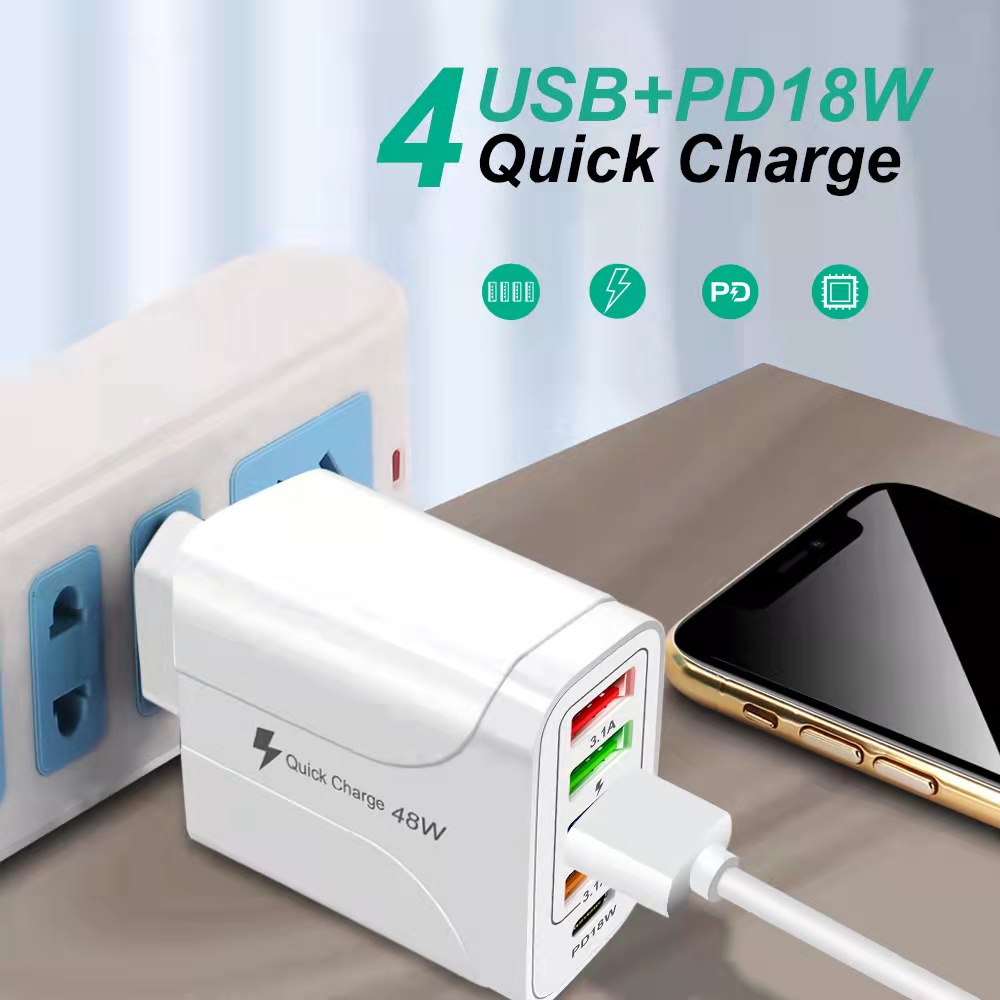 4 usb + 1 usb type c/ PD48W QUICH CHARGE 3.1A 48W | Shopee Philippines