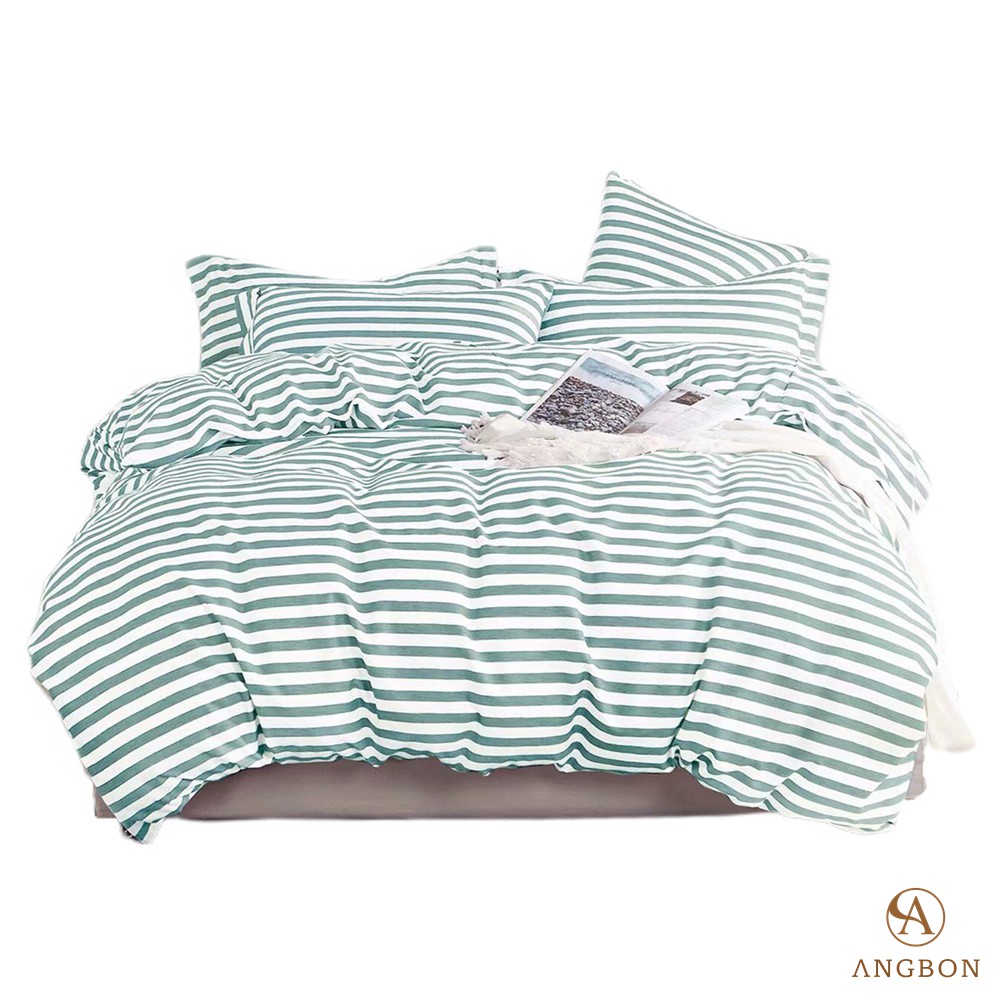 Angbon 3 In 1 Queen Size Bedsheet Set Stripe Design 60"*75"+7.8" Fitted ...