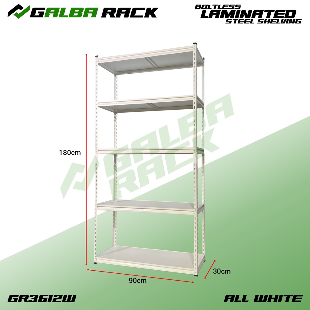 GALBA RACK Boltless Laminated Steel Shelving Adjustable Storage 3/4 ...