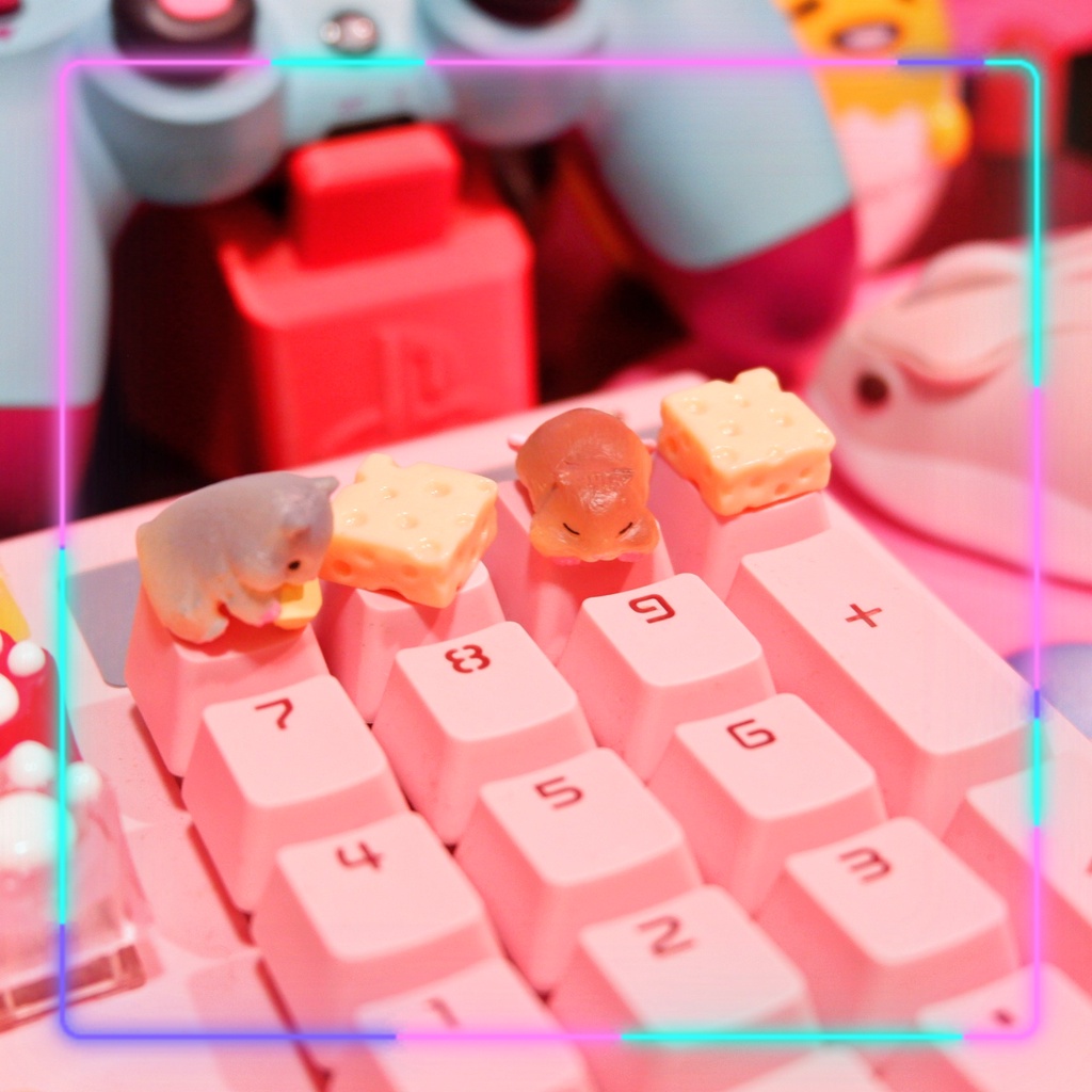 Hamster and Cheese Artisan Kawaii Keycaps for Mechanical Keyboard ...